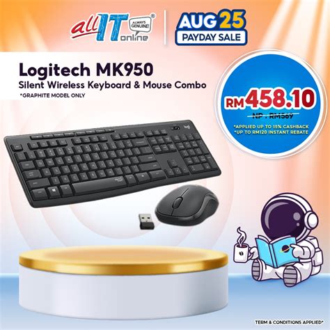Logitech Signature Slim Wireless Mouse And Keyboard Combo Mk950 Quiet Typing Bluetooth