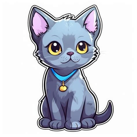 Premium Ai Image Cute Russian Blue Kitten Illustration
