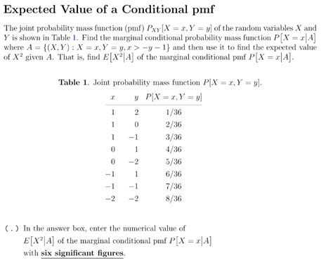 Solved Expected Value Of A Conditional Pmf The Joint