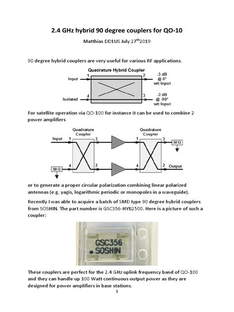 2400 Mhz Hybrid 90 Degree Coupler 100w Rev2 Pdf Decibel Antenna