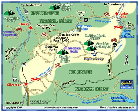 Lake City Jeeping And Atv Trails Map Colorado Vacation Directory