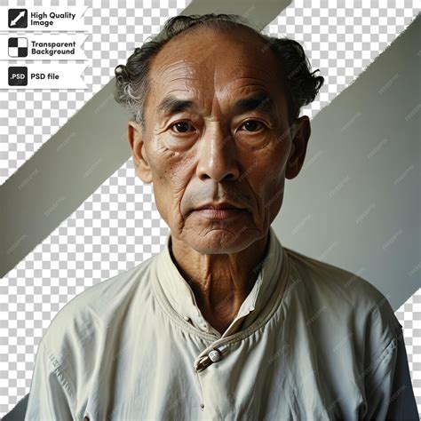 Premium Psd A Man With A Picture Of An Asian Man In A White Shirt