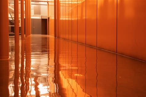 Premium Ai Image Orange Reflective Surface