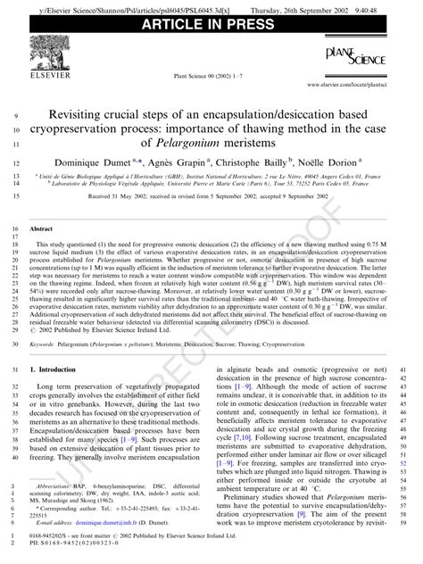Pdf Revisiting Crucial Steps Of An Encapsulationdesiccation Based Cryopreservation Process
