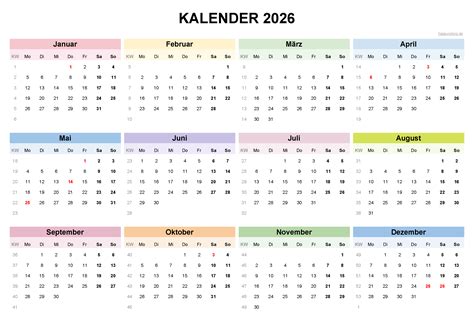 Calendar 2026 Nach Kalenderwochen 2026 Tax Deductions