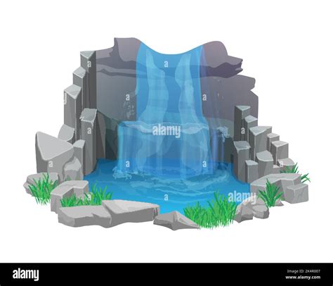 Illustration vectorielle isolée de la cascade de la rivière de dessin
