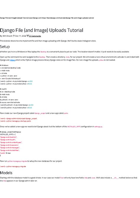Django File And Image Uploads Tutorial Well Build A Basic Instagram Clone Setup Whether