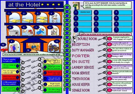 At The Hotel Esl Worksheet By Fede117