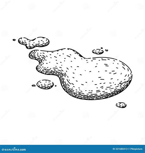 Liquid Water Puddle Sketch Hand Drawn Vector Stock Vector