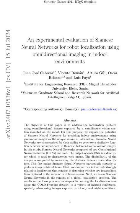 Pdf An Experimental Evaluation Of Siamese Neural Networks For Robot Localization Using