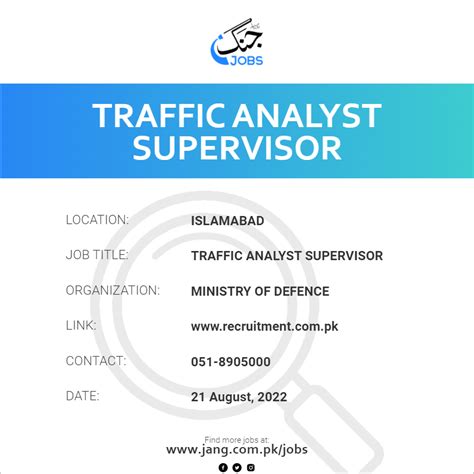 Traffic Analyst Supervisor Job Ministry Of Defence Jobs In