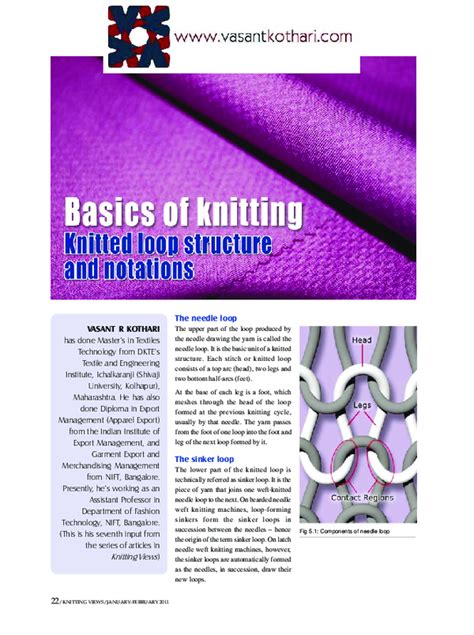 Pdf Knitted Loop Structure And Notations