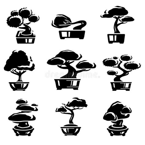 Bonsai Tree Set Vector Stock Vector Illustration Of East 30344165