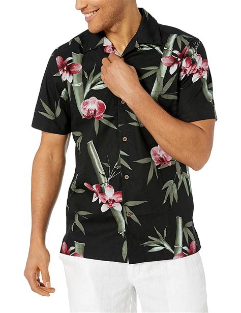 28 Palms Mens Standard Fit 100 Cotton Tropical Hawaiian Shirt Black