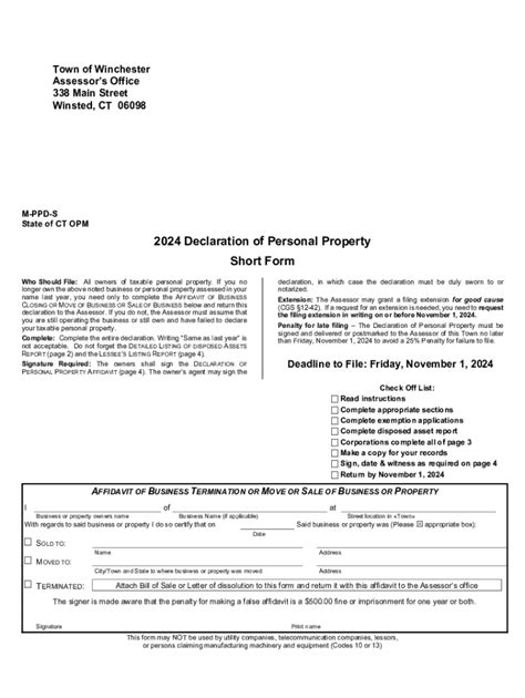 Fillable Online Declaration Of Personal Property For Tax Year 2024 Fax Email Print Pdffiller