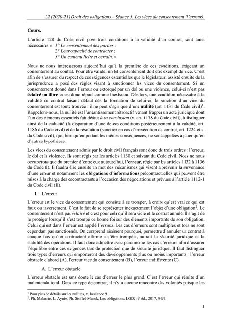 Civil Notes SEì ANCE 5 Cours Larticle 1128 du Code civil pose trois conditions à la validité