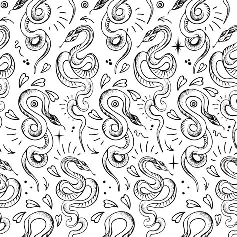 Patrón De Serpiente Sin Fisuras Patrón De Serpiente Fondo De Serpiente Dibujo De Contorno De