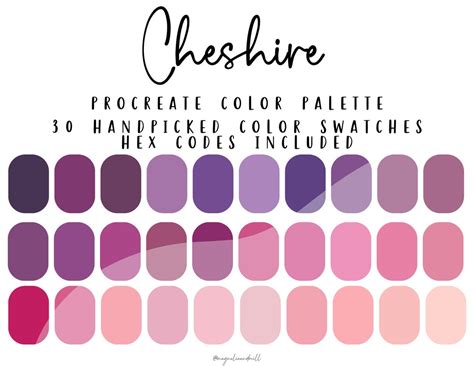 Cheshire Procreate Color Palette Hex Codes Included 30 Handpicked