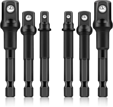 6pcs Impact Grade Socket Adapter Set 1 4 3 8 1 2 Drive Drill Socket Adapter