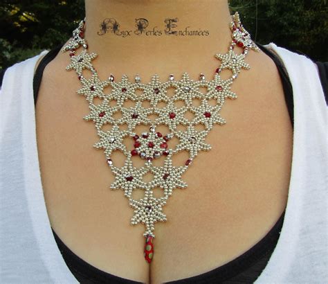 Beading Pattern Beading Tutorial Beading Instructions Beaded Necklace Snowflakes Necklace