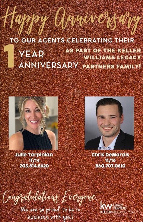Congratulations On A Keller Williams Legacy Partners Ct