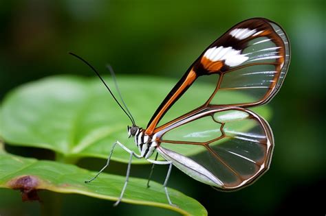 Premium Ai Image Glasswing Butterfly On Metallic Silver Leaf