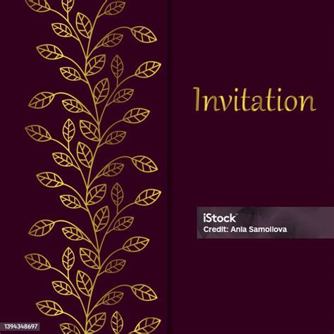우아한 결혼식 초대장 또는 금박 패턴의 인사말 카드 디자인 텍스트에 대한 장소가 있는 벡터 일러스트 레이 션 0명에 대한 스톡 벡터 아트 및 기타 이미지 Istock