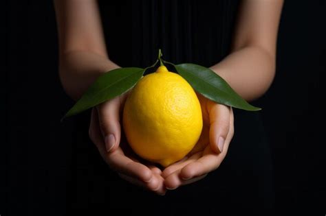 Premium Ai Image Lemon Fruit In The Hands Of A Mysterious Figure