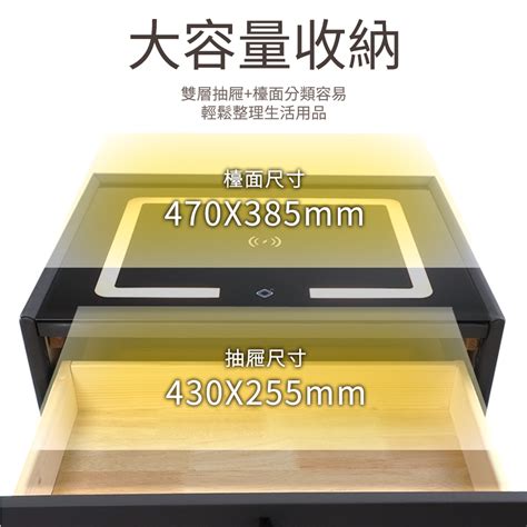 智慧床頭櫃 活力橘指紋解鎖 右側無線USB Type C 三充三色調光氛圍燈臥室夜讀充電收納三合一SMARTHO SMARTHO智殿國際