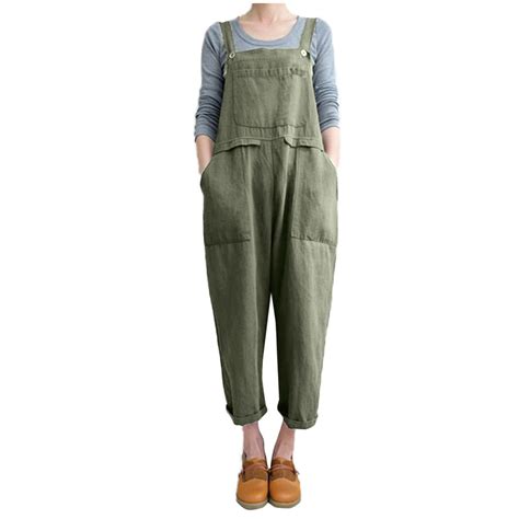 Safuny Womens Cotton Jumpsuit Overalls Clearance Solid Comfy Trousers