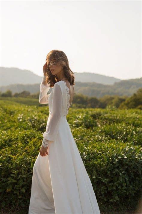 Off White Flowy Wedding Gown Dress With Embroidered Full Etsy