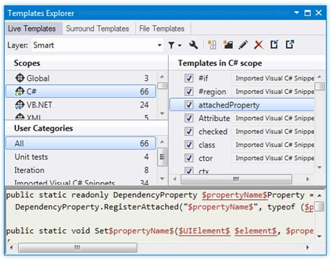 Templates Explorer Window ReSharper Documentation