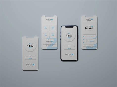 전화 및 화면 Ui Ux 앱 프레젠테이션 모형 프리미엄 Psd 파일