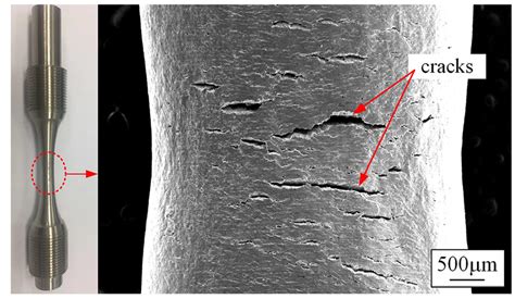 sem micrograph of fatigue specimen machined by the tool with vb 0 3