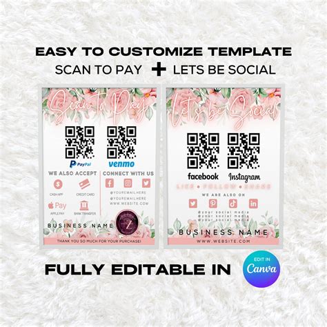 EDITABLE QR Code Sign Template Scan To Pay Sign Printable Etsy