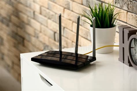 Modern Wi Fi Router On Light Table In Office Stock Photo Image Of Broadband Access