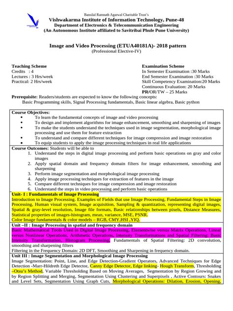 Image And Video Processing 2020 Pattern Elective Pdf Data Compression Image Segmentation