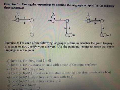 Solved Exercise 1 Use Regular Expressions To Describe The