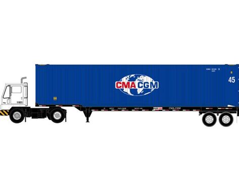 Athearn Ath 1825 Ho Yard Tractor With 45ft Container And Chassis Cma Cgm