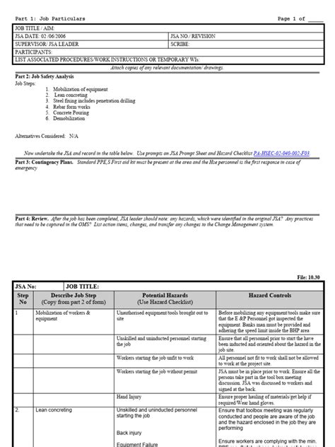 Blank Jsa For Building Works Download Free Pdf Personal Protective