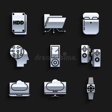 Set Music Player Smartwatch Gamepad Cloud Technology Data Transfer