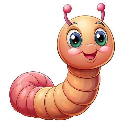 Cute Worm Cartoon Premium Ai Generated Image