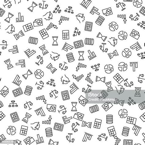 Analytics Vector Seamless Pattern Texture Background With Thin Line