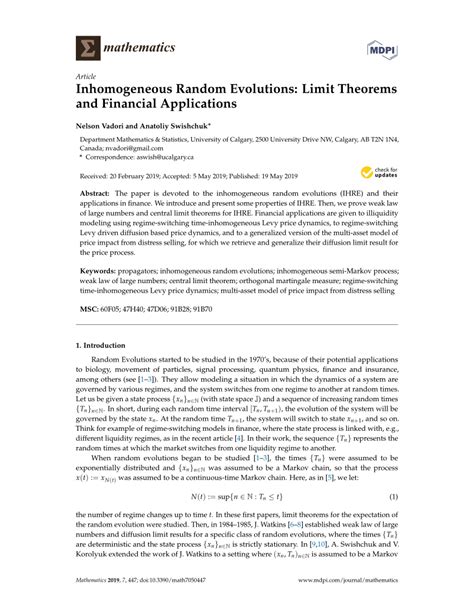 pdf inhomogeneous random evolutions limit theorems and financial