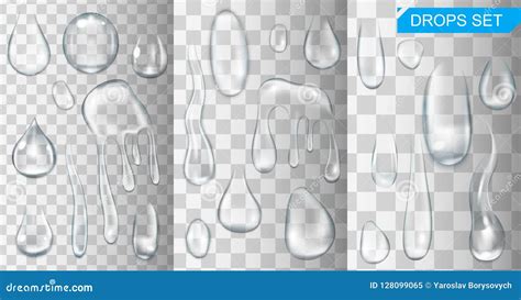 Realistic Shining Water Drops And Drips On Transparent Background Vector CartoonDealer