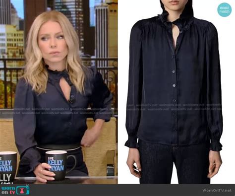 Wornontv Kellys Navy Ruffle Blouse And Pencil Skirt On Live With