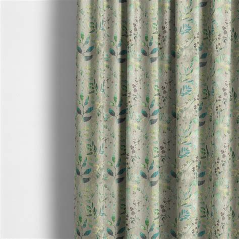 Soft Textured Velvet Floral Pattern Upholstery Fabrics In Grey Green