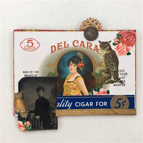 Cigar Box Assemblage Art Found Object Mixed Media Wall Art Vintage
