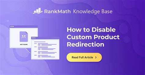 how to disable custom product redirection in rank math rank math