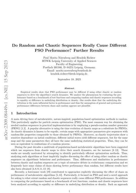 Pdf Do Random And Chaotic Sequences Really Cause Different Pso